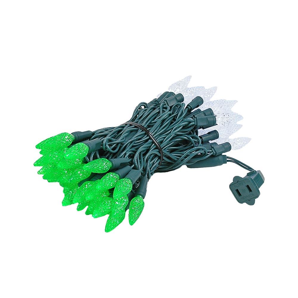 70 Light C6 LED Christmas Mini Light Set, Pink/Pure White, Green Wire ...