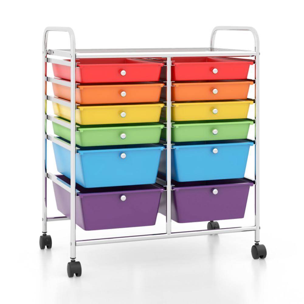 Hivvago 12 Drawers Rolling Cart Storage Scrapbook Paper Organizer Bins ...