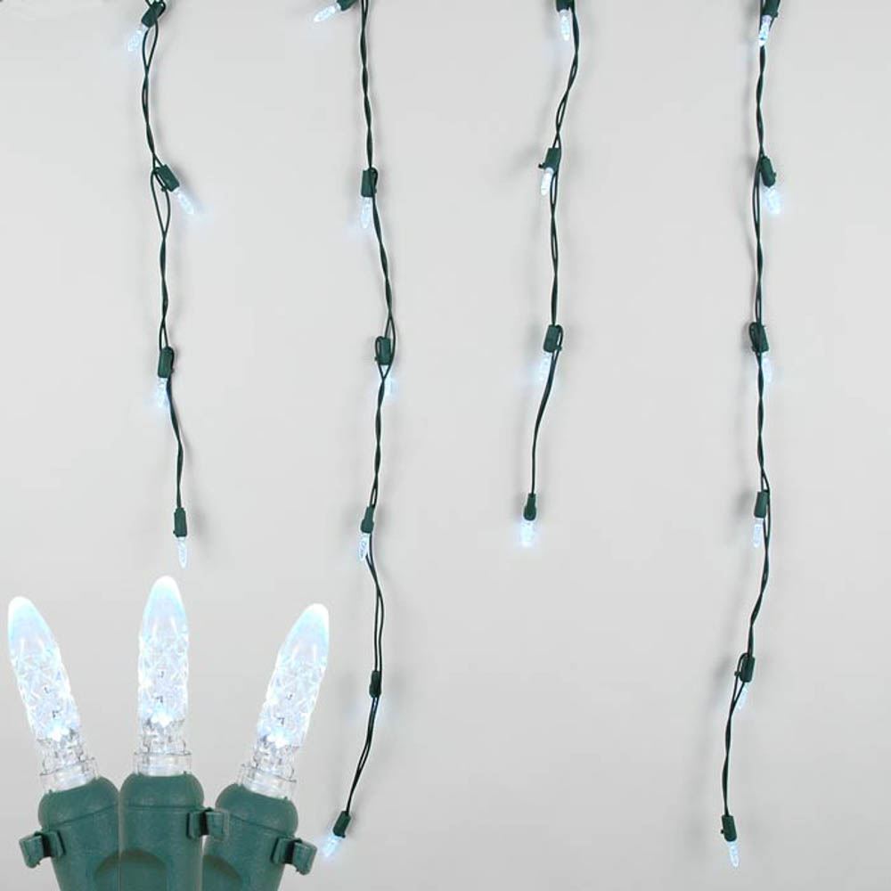 M5 Christmas LED Icicle Light Set, Warm White, Green Wire, 15' Long ...