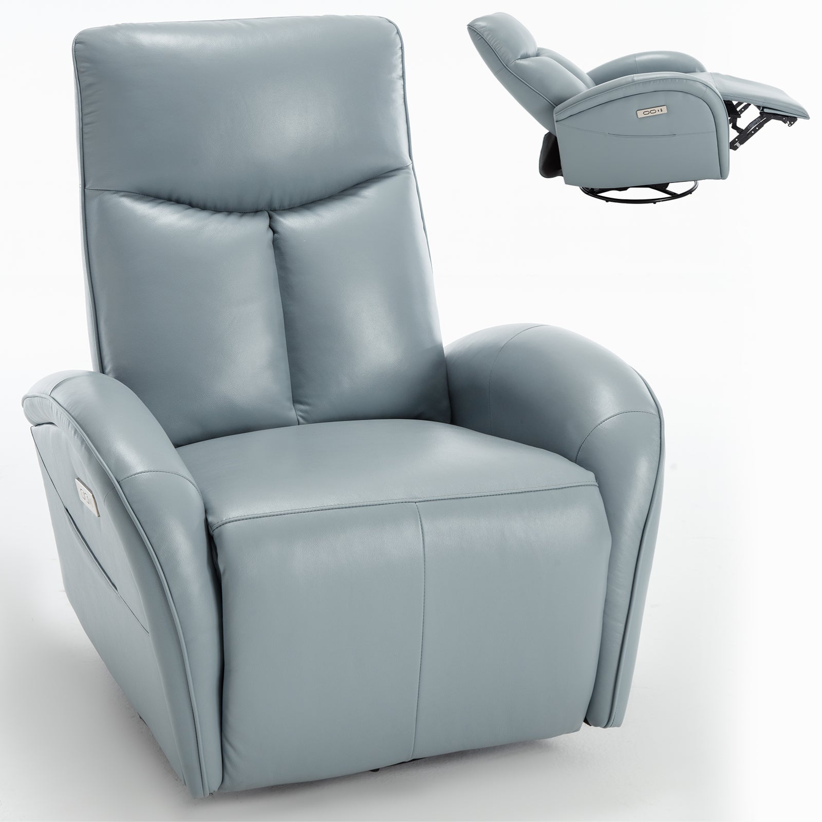 Blue Swivel Rocker Power Recliner Chair Heavy Duty Mechanism USB Type C Ports 38 x40 x31 Fred Meyer
