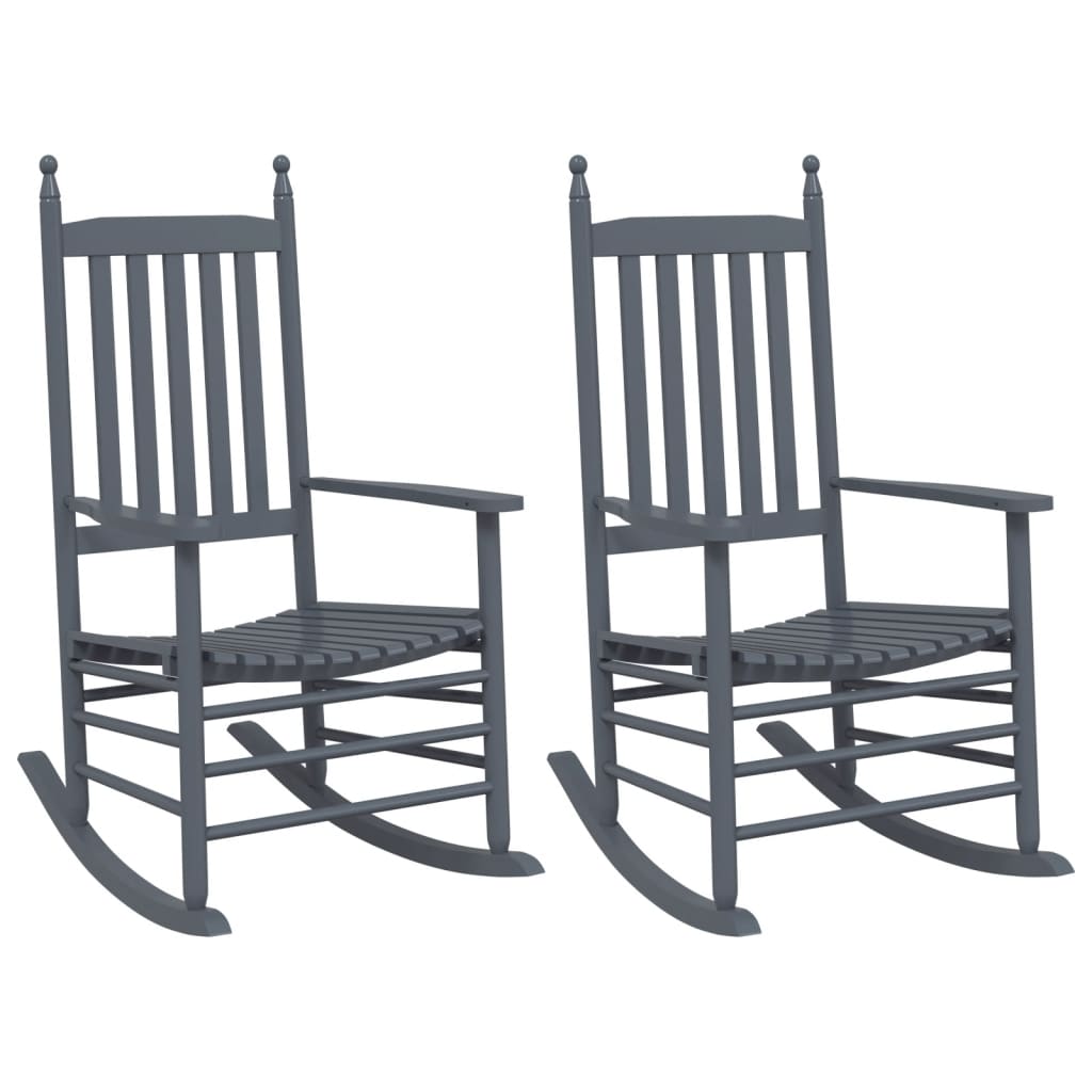 vidaXL Rocking Chairs with Curved Seats 2 pcs Gray Solid Wood Poplar ...