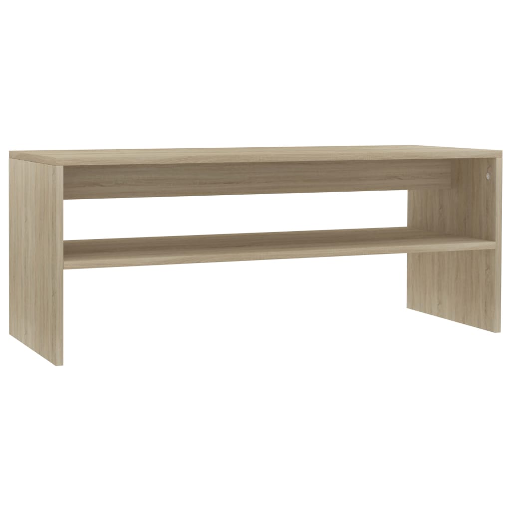 vidaXL Coffee Table White and Sonoma Oak 39.4 x15.7 x15.7 Engineered ...