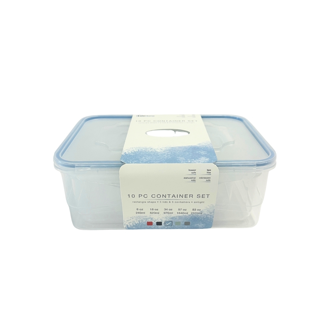 Lexi Home 10-Piece Plastic Food Storage Container Set with Blue Snap Lock Lids, 10-Piece - Kroger