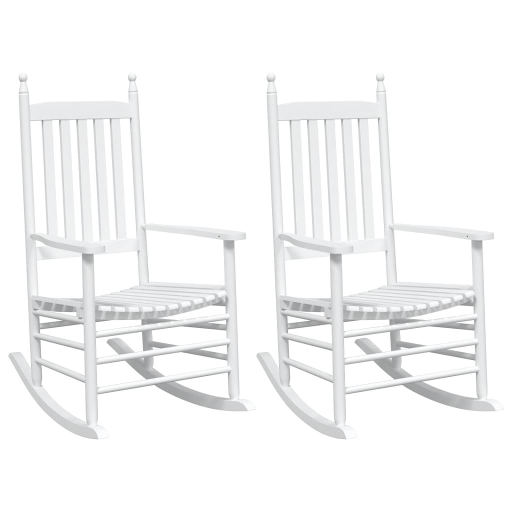 vidaXL Rocking Chairs with Curved Seats 2 pcs White Solid Wood Fir, 2 ...