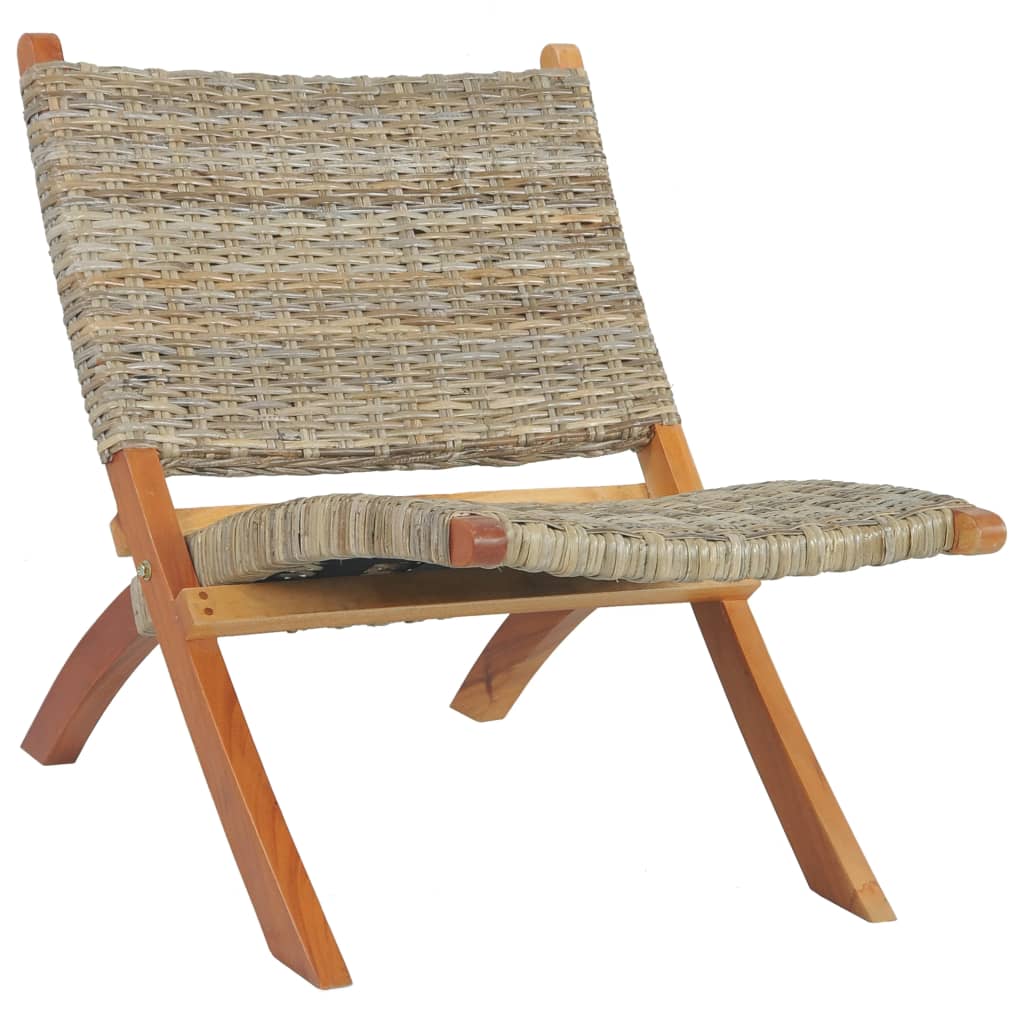vidaXL Relaxing Chair Natural Kubu Rattan and Solid Mahogany Wood 1 Gerbes Super Markets