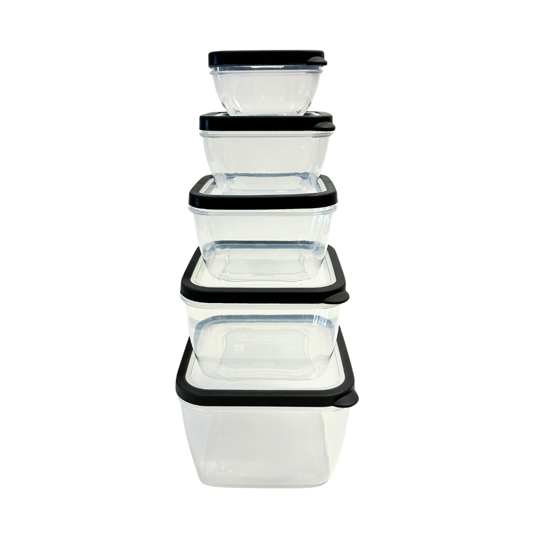 Lexi Home 10-Piece Square Plastic Food Storage Container Set with ...
