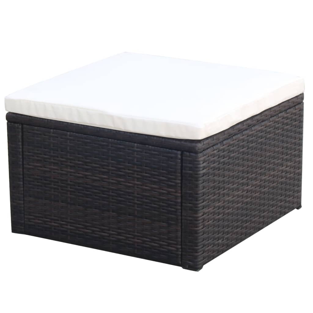 vidaXL Footstool Ottoman Poly Rattan 20.9 x20.9 x11.8 Brown 1 set Gerbes Super Markets