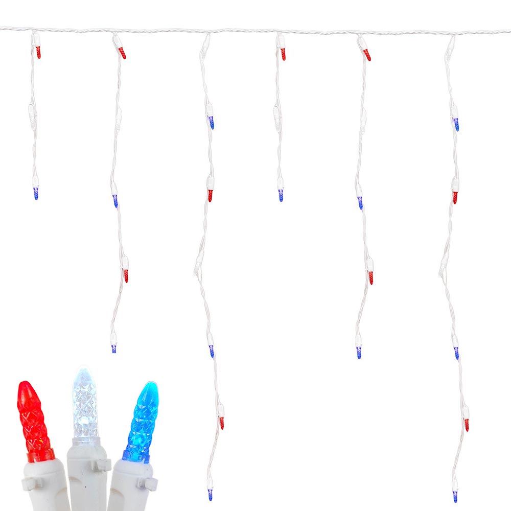 M5 Christmas LED Icicle Light Set, Red/White/Blue, 15' Long, 150 Light ...