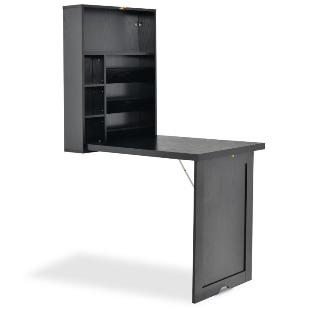 Hivvago Wall Mounted Fold Out Convertible Floating Desk Space Saver Black 1 Piece Smith s Food and Drug