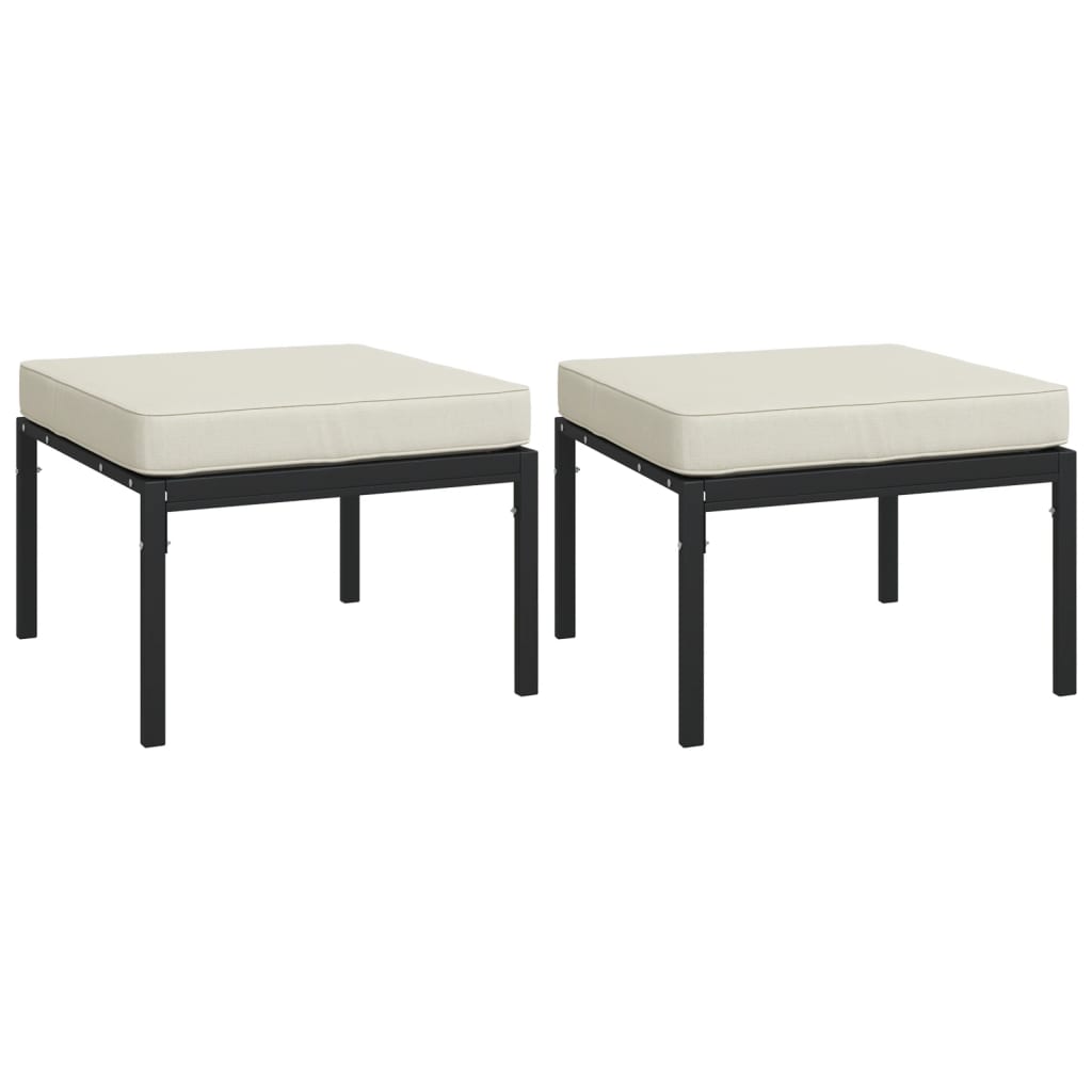 vidaXL Patio Footstools with Gray Cushions 2 pcs 23.6 x23.6 x13.8 Steel ...