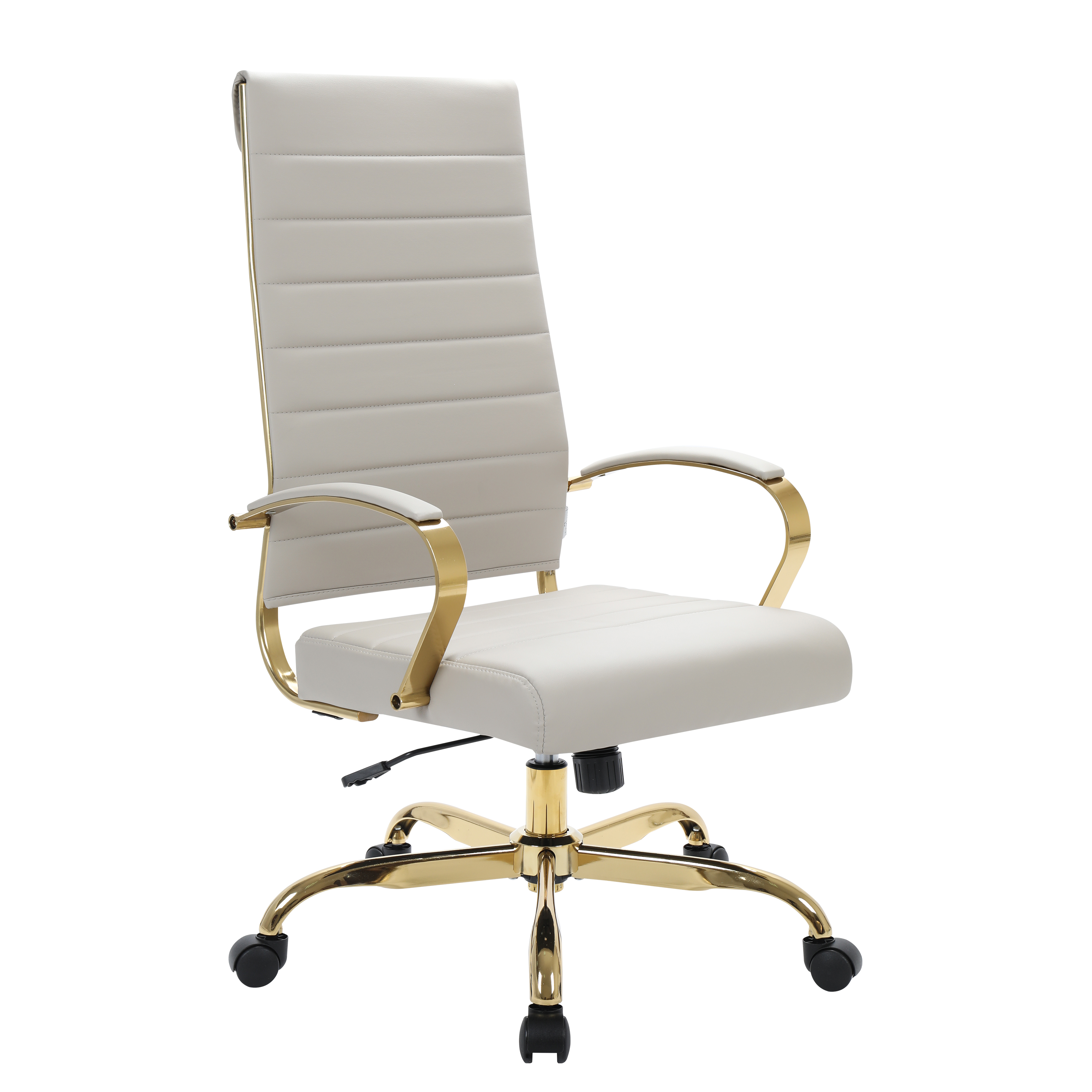 LeisureMod Benmar High Back Leather Office Chair With Gold Frame in Brown 46 H x 22.5 W x 24.5 D Fry s Food Stores